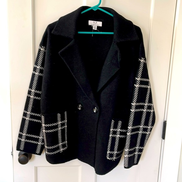 Magaschoni | Sweaters | Magaschoni Black And White Wool Blend Jacket ...